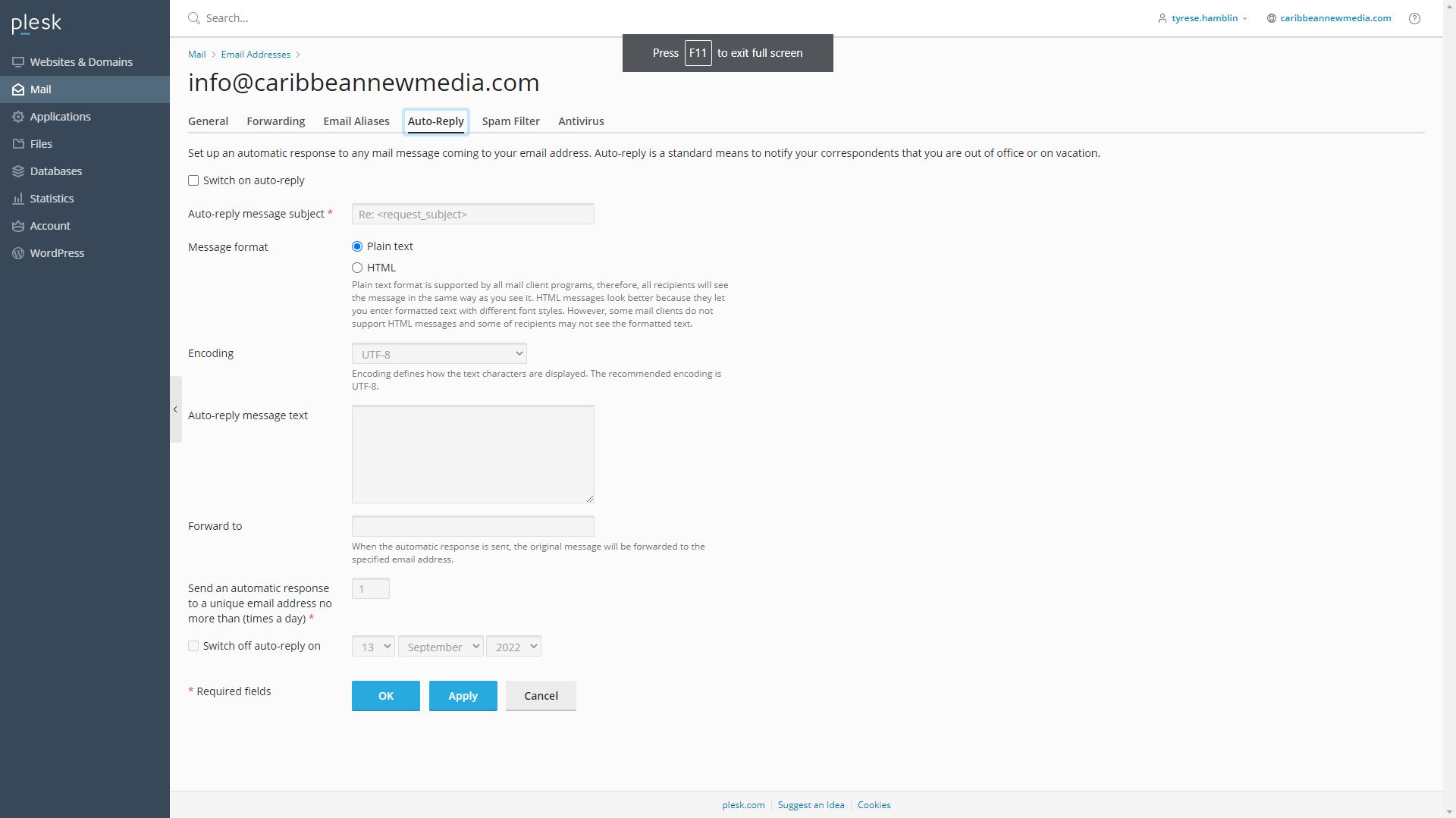 How to login to Plesk & create an auto-responder | Caribbean New Media